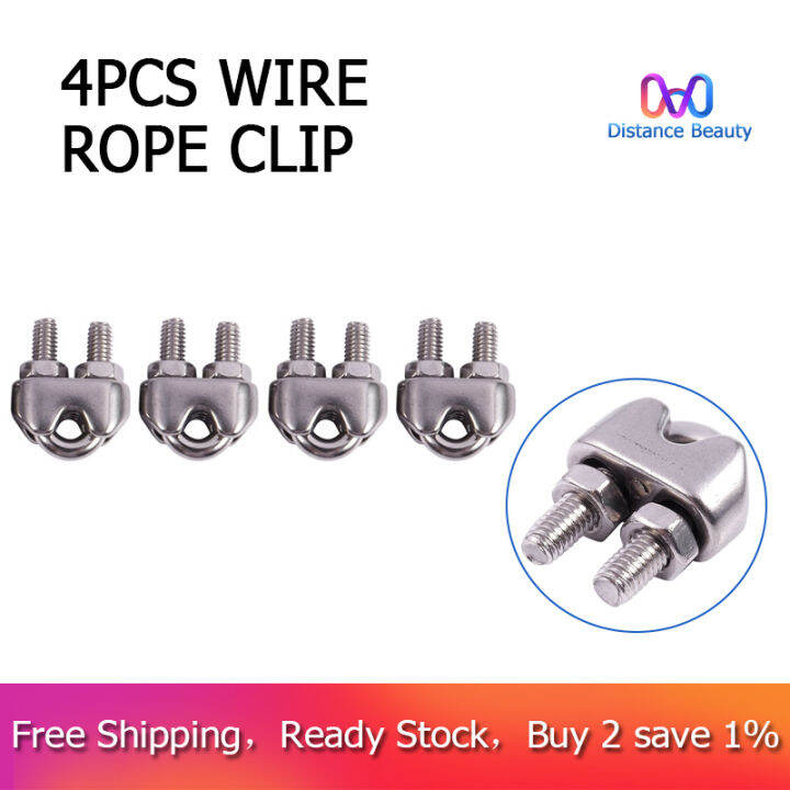 4pcs stainless steel cable clip saddle clamp for ropes 0.3cm 3mm wire ...