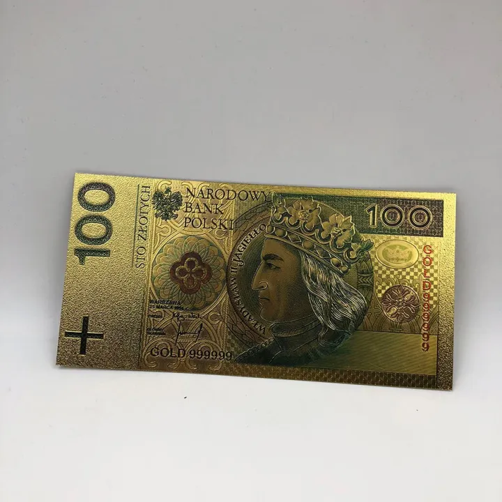 1pc/set 500 PLN Pure Gold Foil Banknote Souvenir Banknotes ...