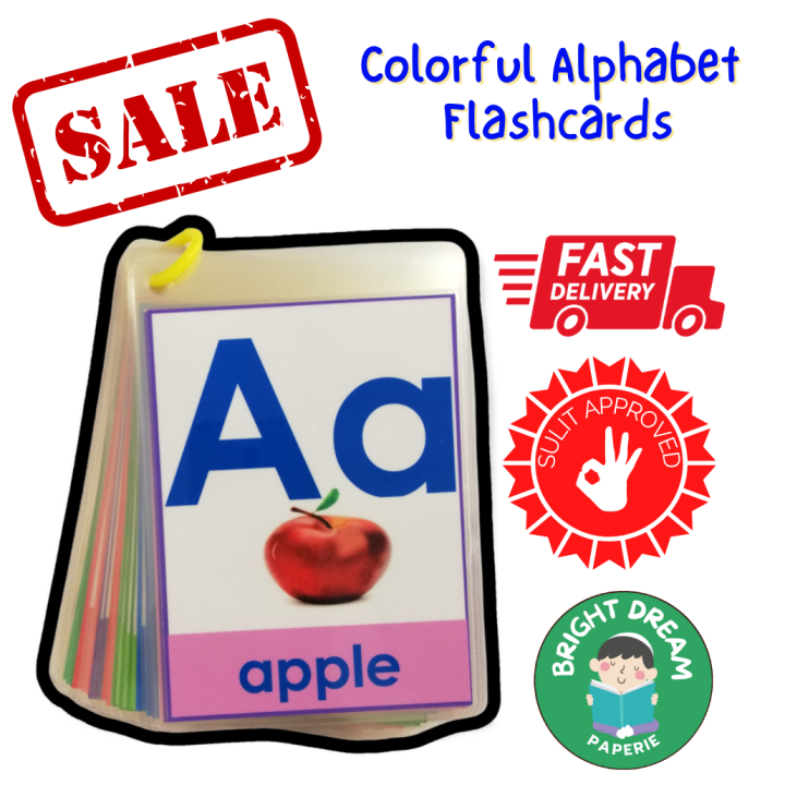 WATERPROOF Colorful Alphabet Laminated Flashcard A-Z | KIDS ABC ...