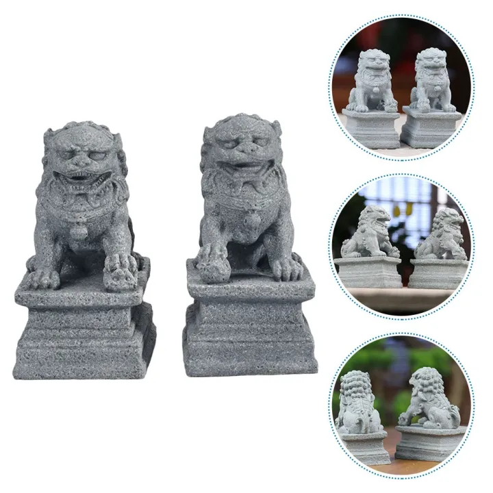 Statue Feng Shui Foo Guardian Dogs Pair Miniature Statues Chinese ...