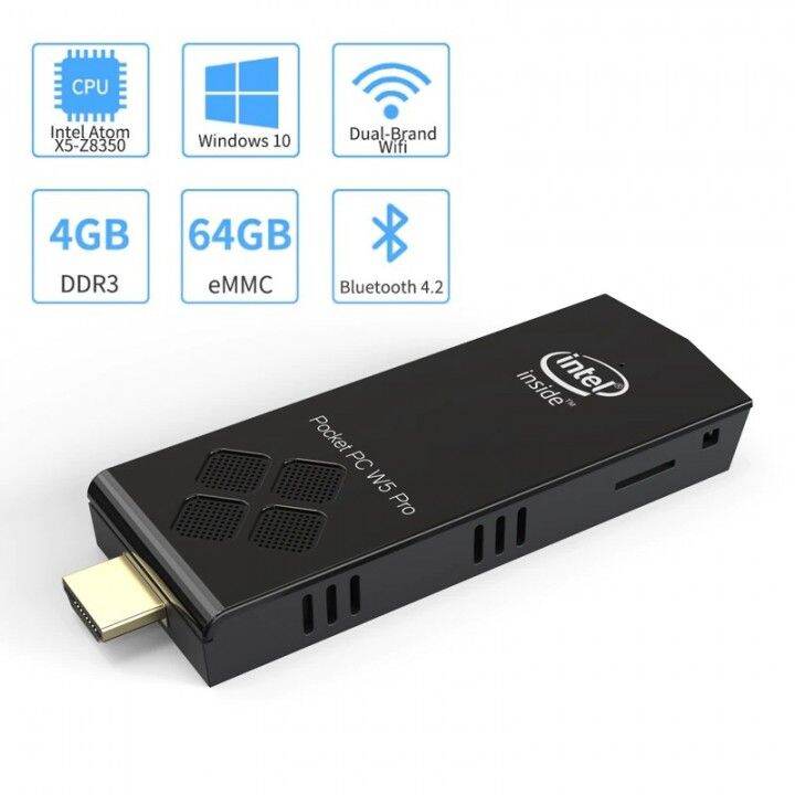 T5 Mini PC Stick RAM 4GB ROM 64GB Windows 10 - W5 PRO Upgraded Version ...