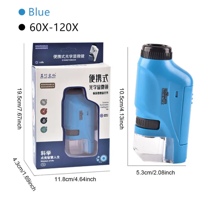 Mini Pocket Microscope Kit 60-120x Lab Handheld Microscope Battery ...