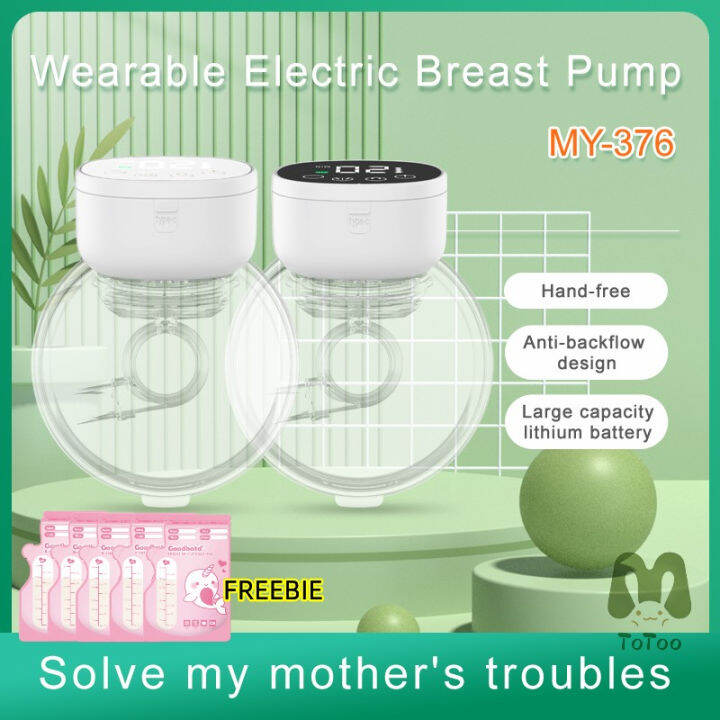 Wearable Electric Breast Pump Handsfree Portable Large Suction ...
