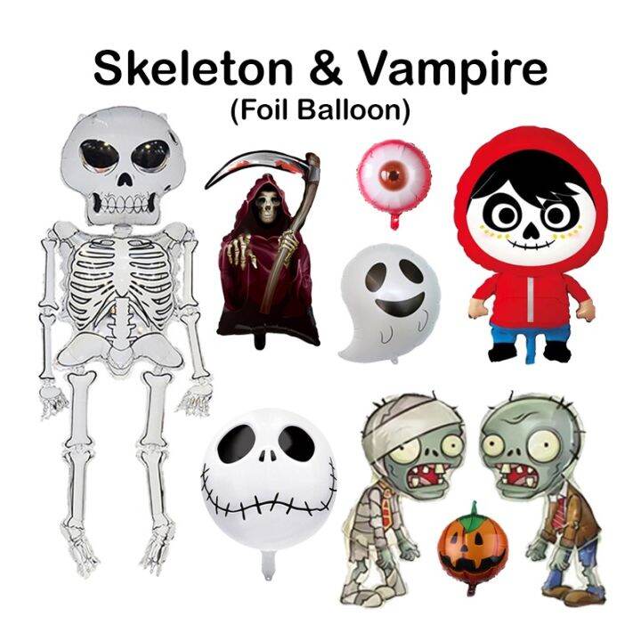 Skeleton & Vampire Foil Balloon Skull Miguel Coco Disney Movie The ...