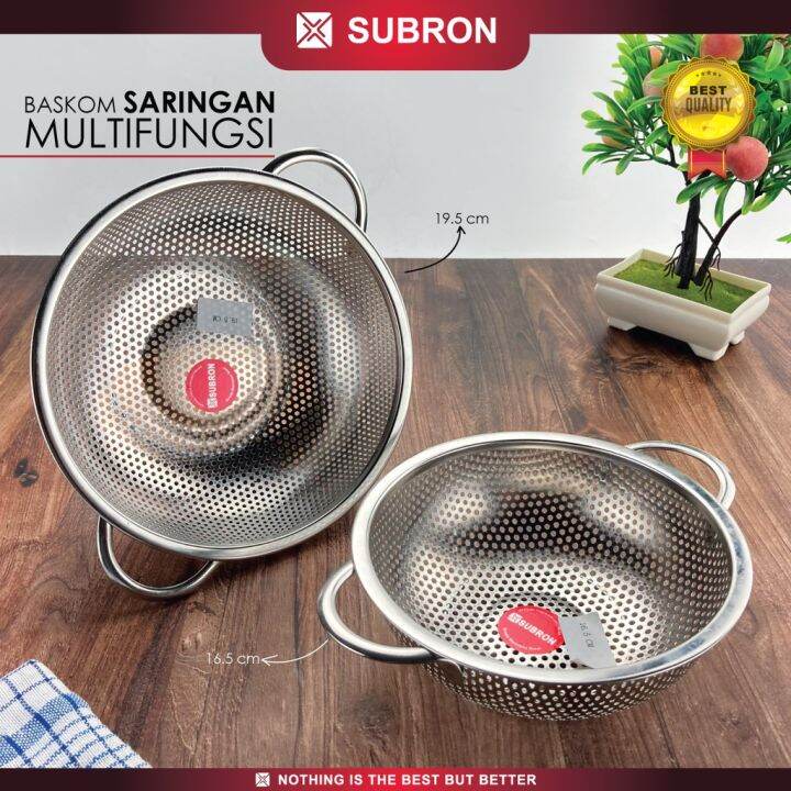 SUBRON Saringan Multifungsi 16.5cm 19.5cm Baskom Lubang Cuci Buah Sayur ...