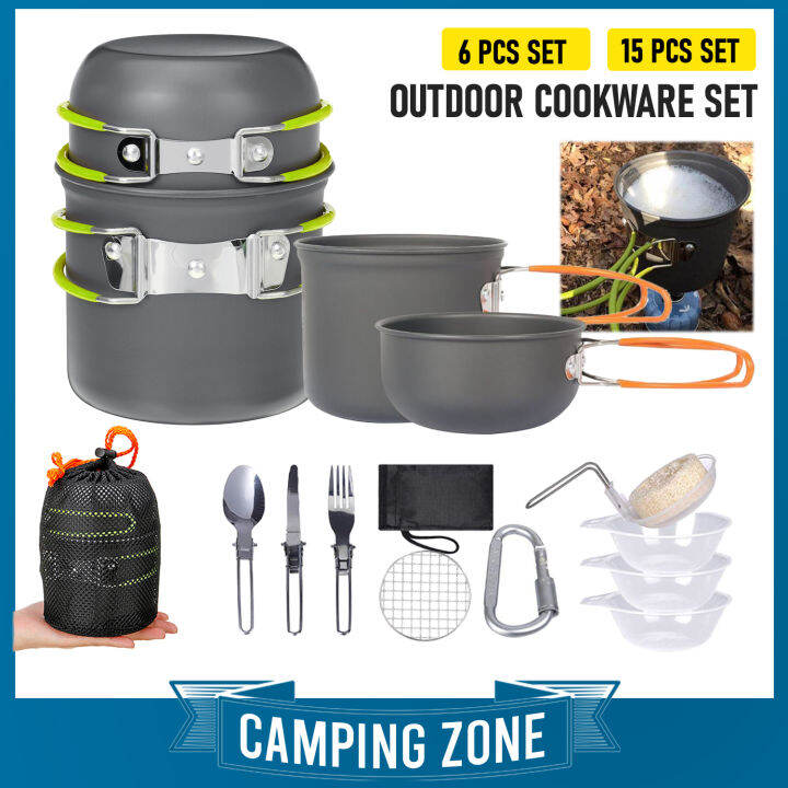 CAMPING ZONE OUTDOOR COOKING SET Portable Camping Cookware with ...