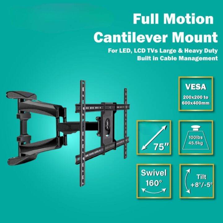Full Motion TV Wall Mount Bracket FIT to 45 75 50 55 60 65 70 Inches ...