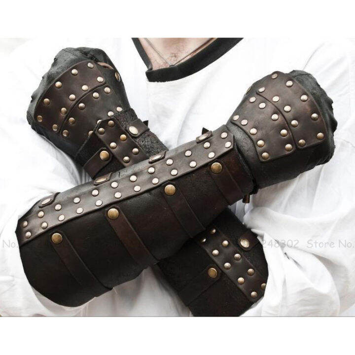 Medieval Retro Gothic Steam Arm PU Leather Armor Battle Rivet s Men ...