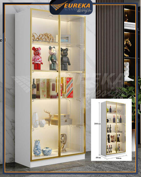 EUREKA 2.5ft Glass Display Cabinet Tempered Aliminium / Almari Kaca ...