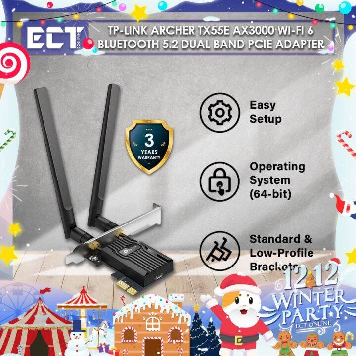 TP-Link Archer TX55E AX3000 Wi-Fi 6 Bluetooth 5.2 Dual Band PCIe ...