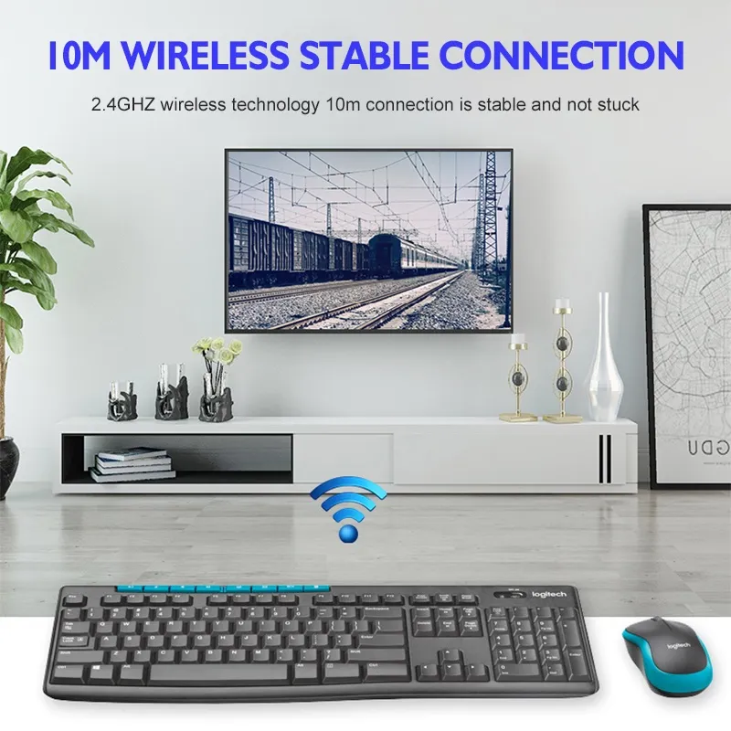 Logitech MK275 1000 DPI Optical Ergonomic Wireless Keyboard and Mouse ...