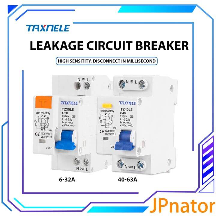 JPnator RCBO MCB DPNL Residual Current Circuit Breaker 1P+N DZ30LE ...