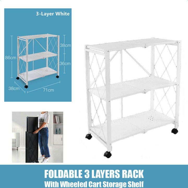 Foldable Racks 3 , 4 Layers Organizer Shelf , Folding Kitchen Rack ...