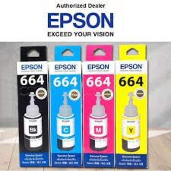 GENUINE EPSON 664/003 Ink [CYMK] Cyan, Magenta, Yellow, Black Compatible Printer: L100, L110 ...