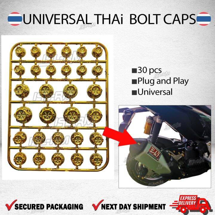Bolt caps for motorcycle 30pcs Universal Gold Thai Bolt caps Plug and ...