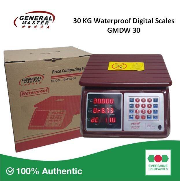 GENERAL MASTER 30KGS WATERPROOF PRICE COMPUTING DIGITAL SCALE GMDW-30 ...