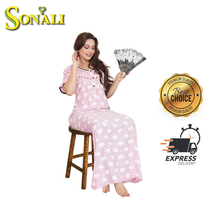 Sonali Women House Coat / Long Nighty cotton wear / printed cotton ...