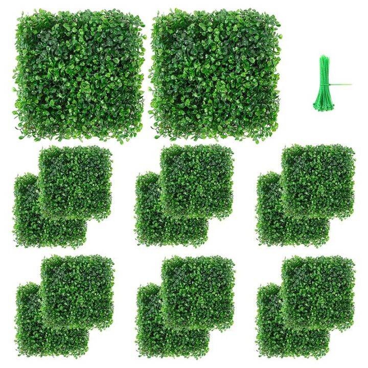 12 Packs 10x10 Inch Artificial Boxwood Hedges Mat UV Privacy Fence ...