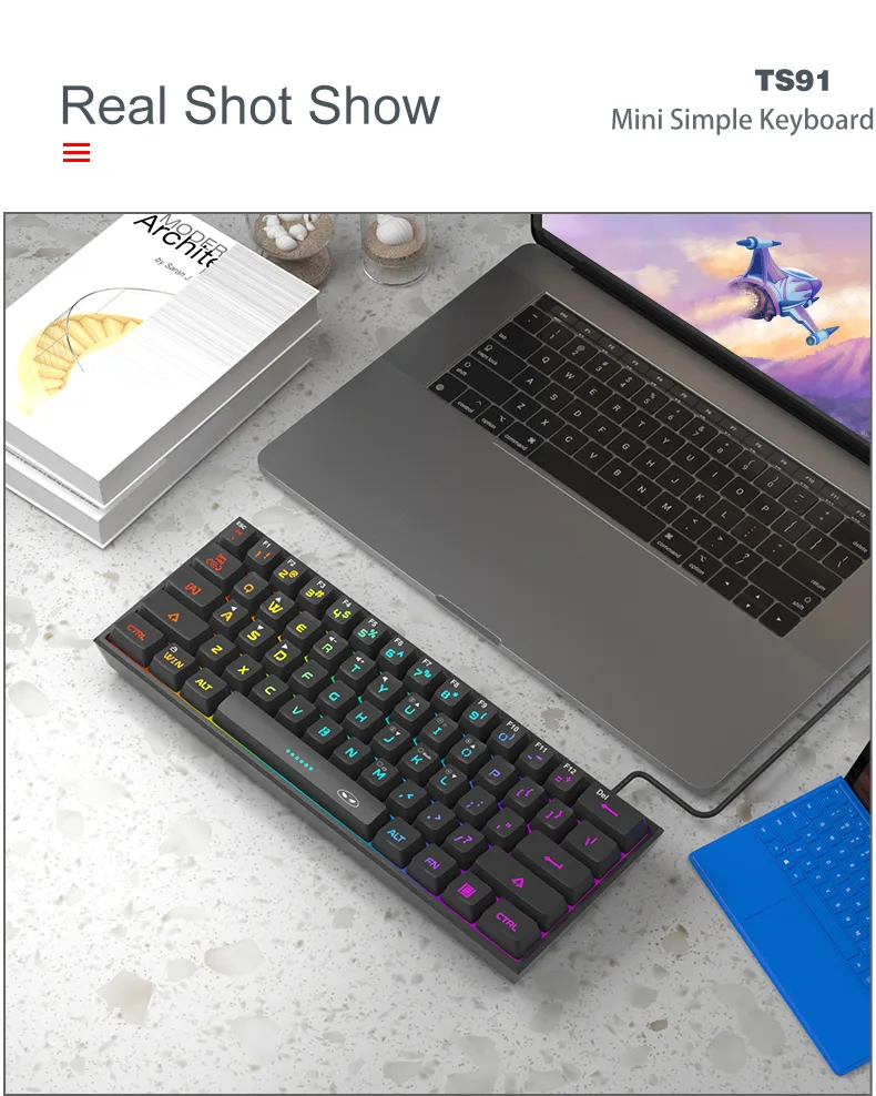 MageGee Mini 60% Keyboard Mechanical Feel 61 Key Wired/Wireless Ultra ...