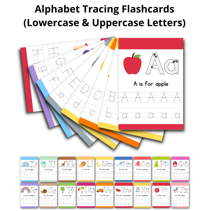 Alphabet Tracing Flashcards (Uppercase & Lowercase Letter), Tracing ...