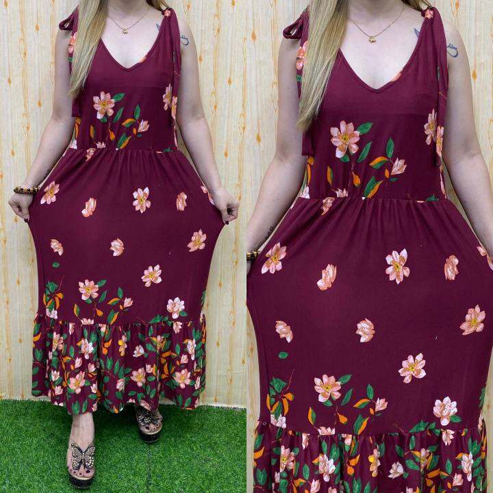 SENEPA TIE STRAP MAXI DRESS GOOD QUALITY COTTON SPANDEX FIT MEDUIM UP ...