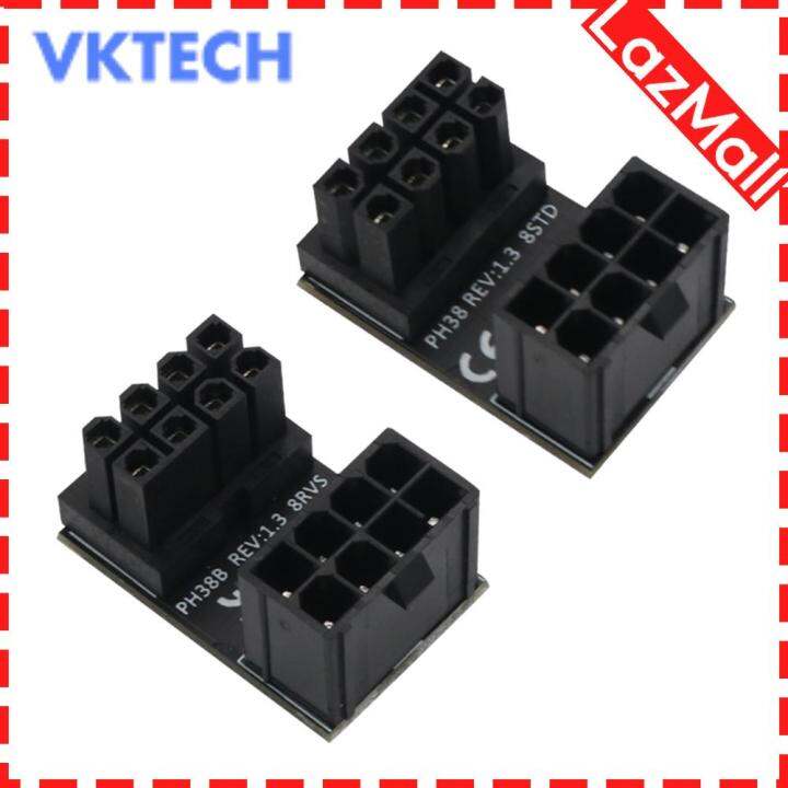 2x 180 Degree Angled Turning Connector Desktops GPU ATX 8 Pin Power ...