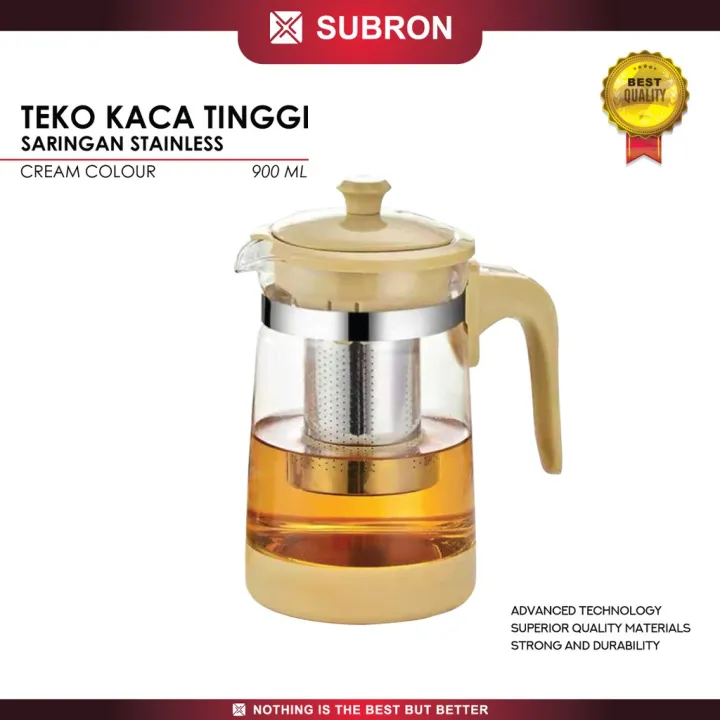 SUBRON Teko Teh Kopi Dengan Saringan 900ml Kaca Tea Pot Glass Elegan Unik | Lazada Indonesia