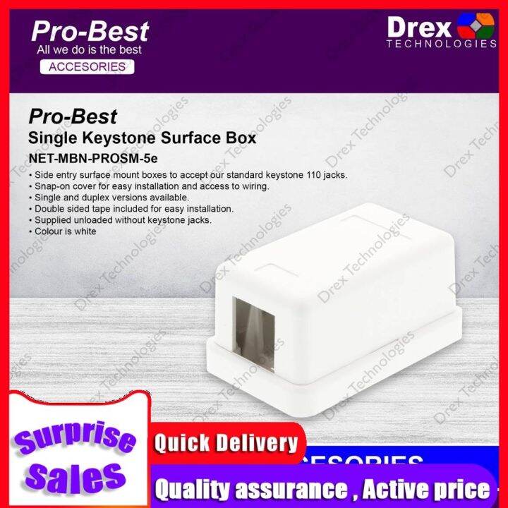 Probest 1-Port / 1-gang Surface Mounting Box for Modular Keystone Jack ...