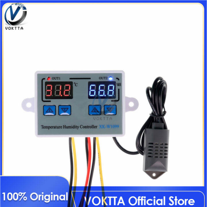 Original VOKTTA XK-W1099 Dual Display ตัวควบคุมอุณหภูมิความชื้น DC 12V ...
