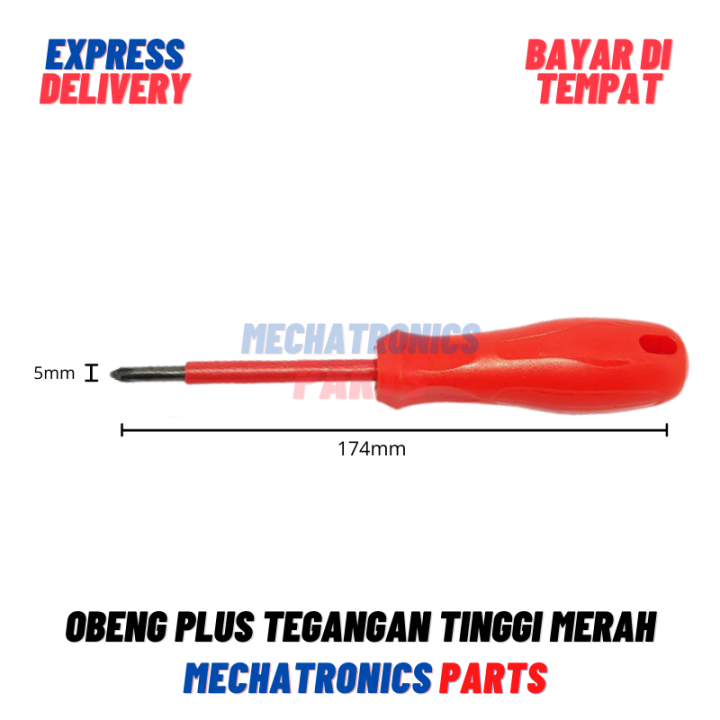 Obeng Plus Tegangan Tinggi MERAH | Lazada Indonesia