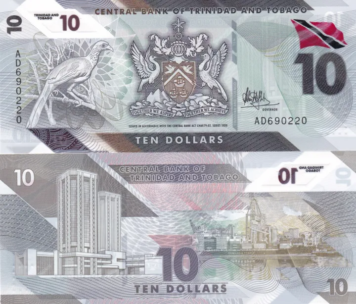 特立尼达和多巴哥 Trinidad & Tobago banknote 10 Dollars, 2020, P-W62, Polymer ...
