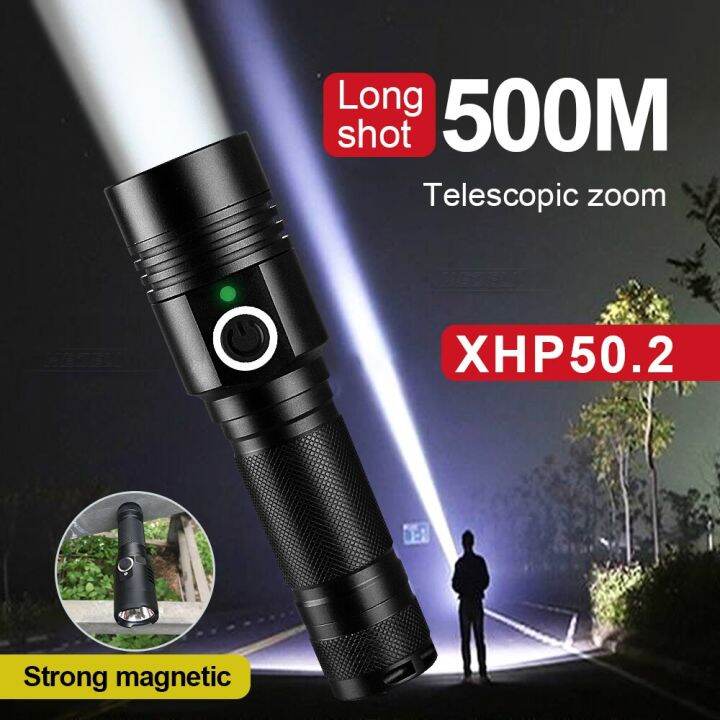 MINI XHP50.2 LED Flashlight Powerful 500m Long Shot Flash Light 18650 ...