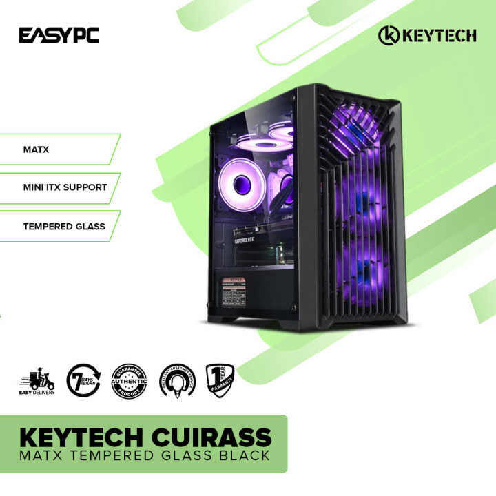 EasyPC | Keytech Cuirass MAtx Tempered Glass Black or White Desktop ...