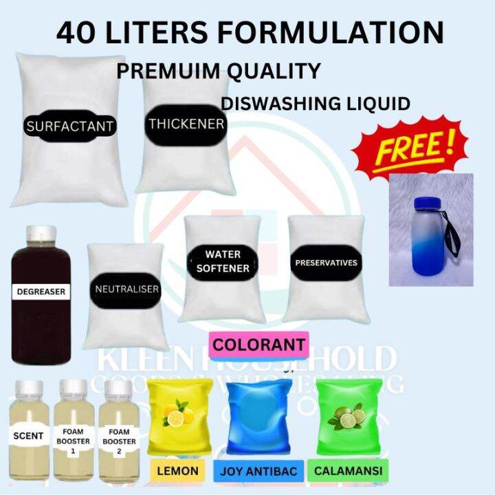 DIY DISWASHING LIQUID SET 40 LITERS FORMULATION PREMUIM QUALITY | Lazada PH