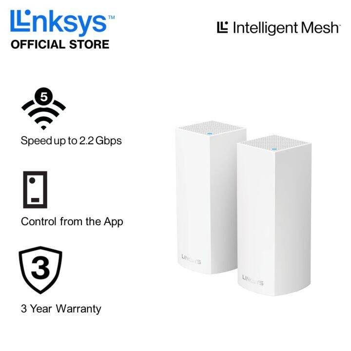 LINKSYS VELOP AC2200 (2 PACK) TRI-BAND WHOLE HOME MESH WIFI 5 SYSTEM (WHW0302) | Lazada PH