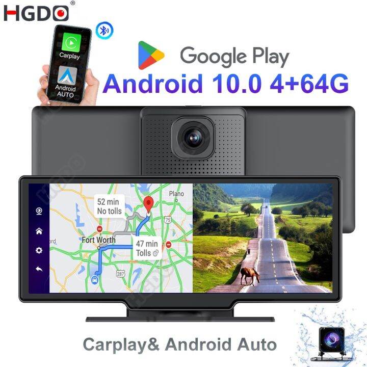 HGDO 4K Carplay Dash Cam 8Core Android 10 4G Auto Car DVR 4+64G Rear View Mirror Video Recorder ...