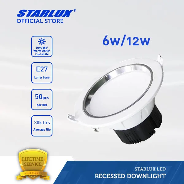 STARLUX 12W LED Recessed Downlight for Ceiling (Warm White/Cool White ...