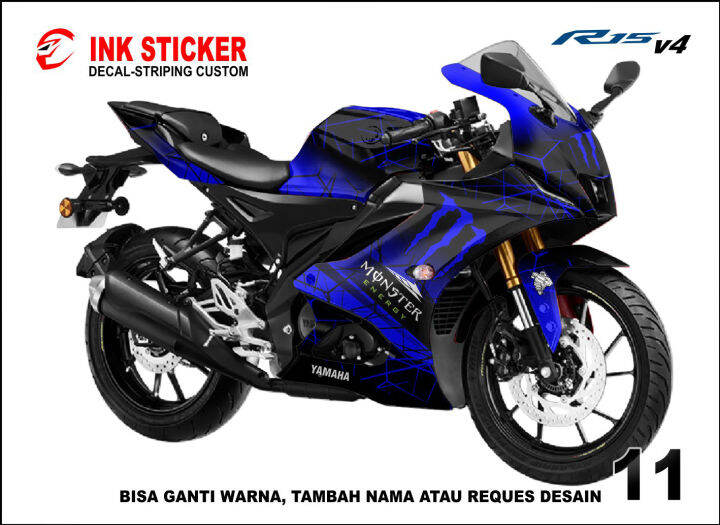 Sticker Decal R15 V4, Decal Yamaha R15 V4 Desain 11 Fullbody | Lazada ...