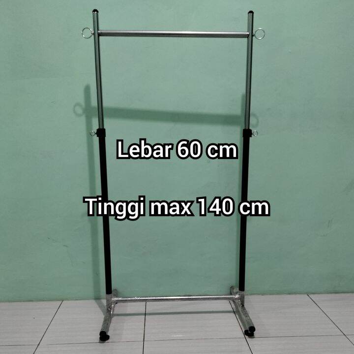 Display baju model gawangan uk 60 cm pipa bulat//Gawangan baju besi ...