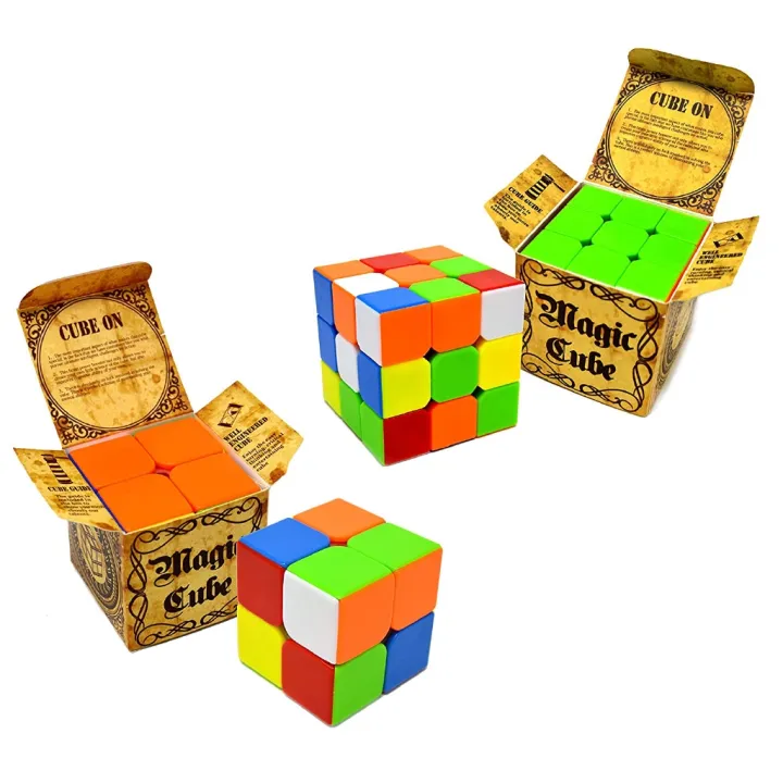 2 Pack Magic Rubix Cube 3x3 and 2x2 Rubiks Cube, Stickerless Durable ...