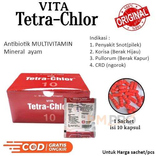 Vita Tetra Chlor Kemasan 1 Isi 10 Kapsul / Obat Titrachlor - Tita Clor ...