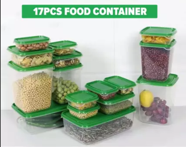 17pcs set Refrigerator Kitchen Container Food Storage Box (Green ...