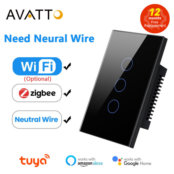 AVATTO Tuya WiFi/Zigbee Smart Light Switch, 1/2/3/4 gang Need Neutral ...