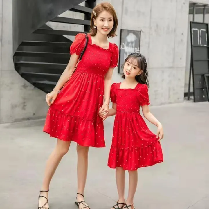 Summer Parent Child Mom and Daughter Clothes Polka Dot Prints Short ...