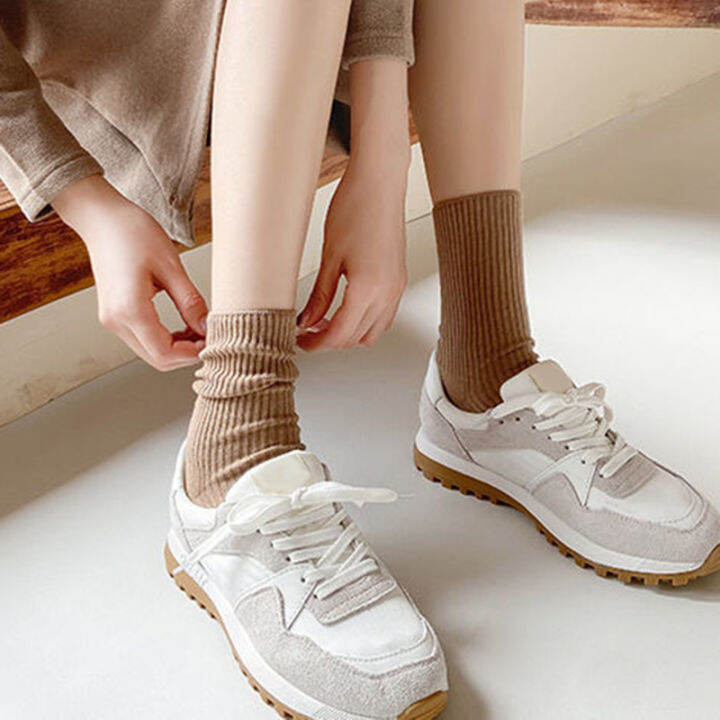 【HOMP】6 Pairs Korean Ulzzang style stretch cotton high-collar stockings ...