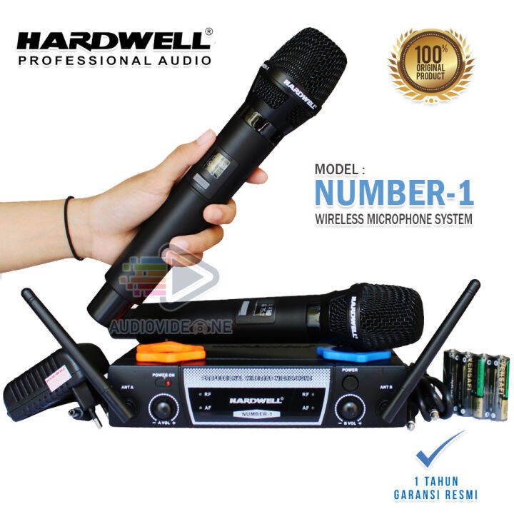 Microphone Wireless HARDWELL NUMBER 1 Mikrofon Nirkabel 2 Mic Genggam ...
