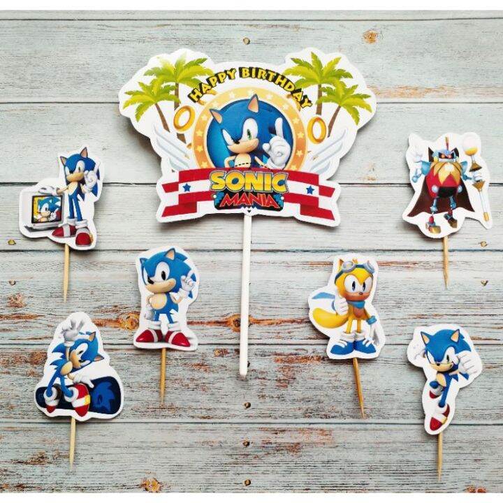 satu set topper toper cake hiasan kue ulang tahun karakter sonic super ...