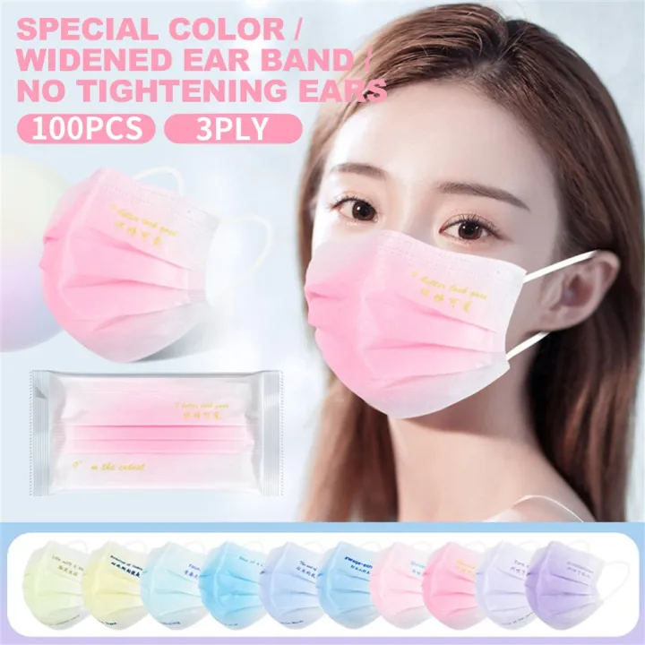 Hourser 100Pcs adult face mask Gradient Color 3 Layer Prevention mask ...