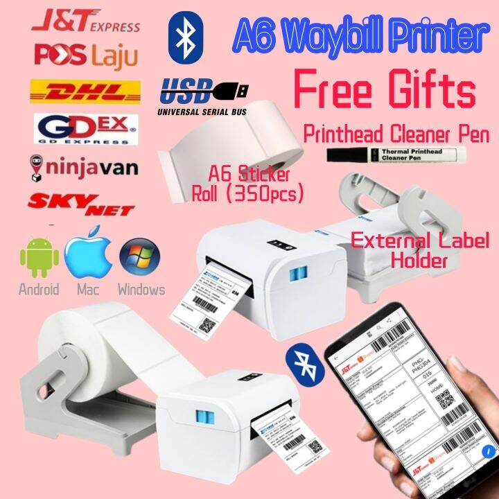 [READY STOCK] A6 Air Waybill Thermal Label Barcode Printer,Bluetooth ...