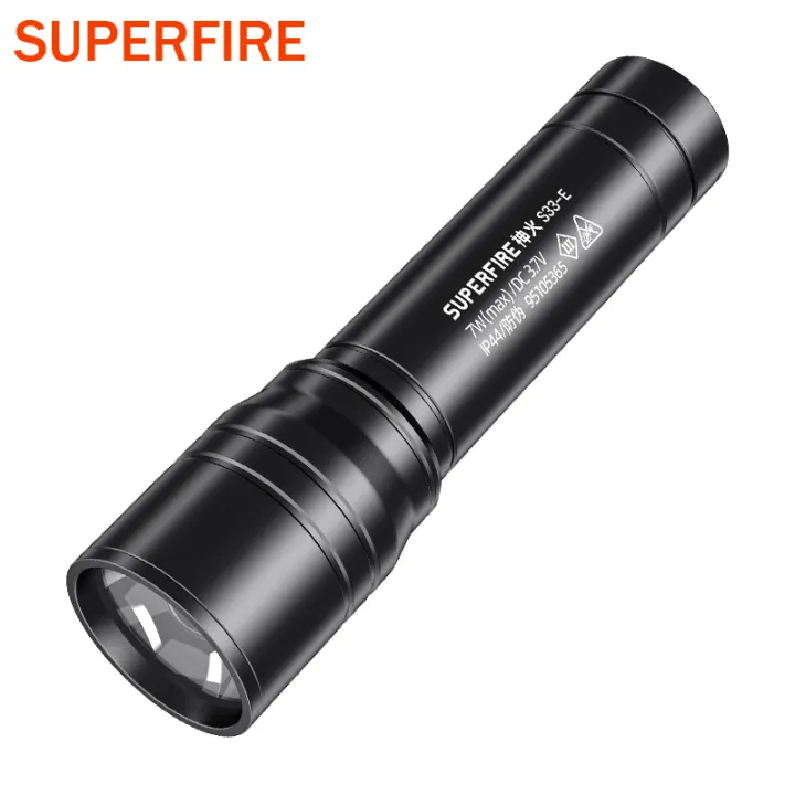 SUPERFIRE S33-E Strong Light Zoom Flashlight Rechargeable LED Light Bright Long-range Portable ...